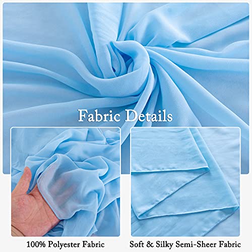 ShinyBeauty Chiffon Backdrop Curtain 10FT Light Blue Sheer Curtains 2 Panels 29x120-Inch Semi-Sheer Rod Pocket-Curtains Light Blue Chiffon Fabric Drapes for Baby Shower,Wedding