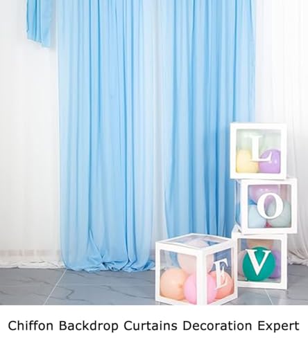 ShinyBeauty Chiffon Backdrop Curtain 10FT Light Blue Sheer Curtains 2 Panels 29x120-Inch Semi-Sheer Rod Pocket-Curtains Light Blue Chiffon Fabric Drapes for Baby Shower,Wedding