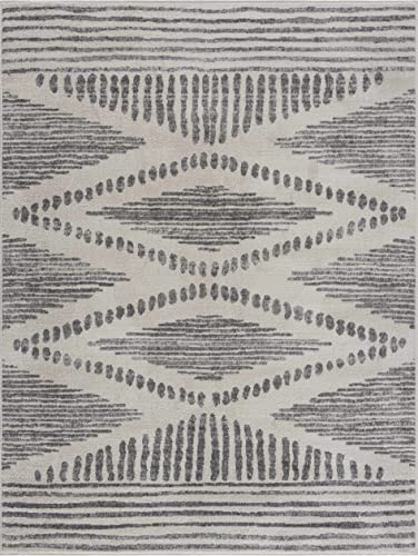 Hauteloom Tigris Nikea Geometric Southwestern Farmhouse Entryway, Kitchen Runner Rug - Long Carpet - Vintage Distressed - Boho Aztec Tribal Pattern - Ivory, Beige, Gray - 2'7" x 12'