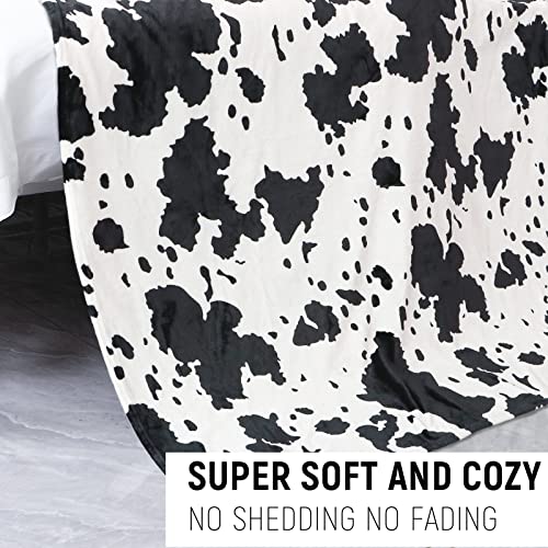 Gitrat Black Fleece Cow Print Blanket Soft Warm Flannel Cozy Cow Blankets for Adults Lightweight Travel Blankets Couch Sofa All-Season Cow Blankets and Throws Plush Gift for Daughter Mom