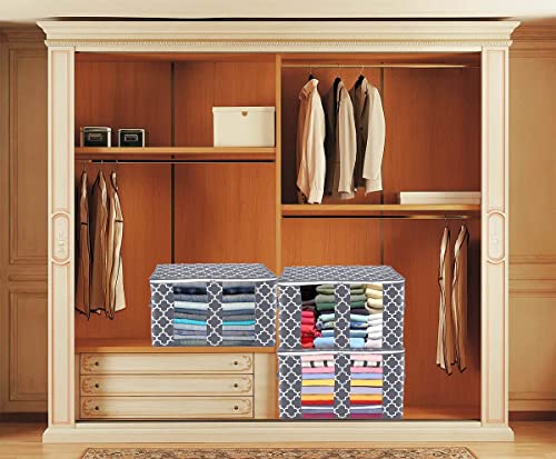 Large Capacity Clothes Storage Bag 100L/3Pack,Storage Bags for Clothes Blanket Storage Bags with Reinforced Handles for Comforters, Blankets,Sturdy Zippers, Clear Window,Grey