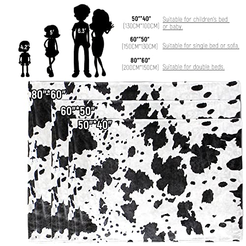 Gitrat Black Fleece Cow Print Blanket Soft Warm Flannel Cozy Cow Blankets for Adults Lightweight Travel Blankets Couch Sofa All-Season Cow Blankets and Throws Plush Gift for Daughter Mom