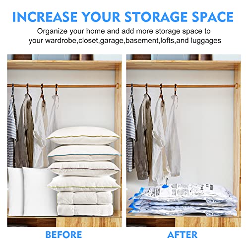 DBDSZYH Vacuum Compression Storage Bags with Hand Pump Reusable Vacuum Sealer Compression Space Saver Bag - 8-Pack (Jumbo)