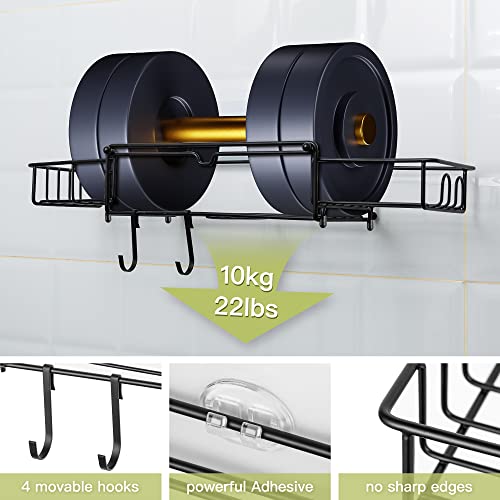 ETECHMART Shower Caddy Organizer, Expandable and Adhesive Bathroom Shower Shelf, SUS304 Rustproof Storage No Drilling Wall Shower Rack,1 Pack/Black