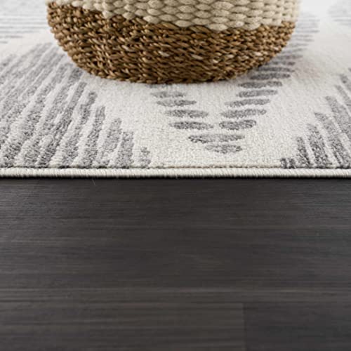 Hauteloom Tigris Nikea Geometric Southwestern Farmhouse Entryway, Kitchen Runner Rug - Long Carpet - Vintage Distressed - Boho Aztec Tribal Pattern - Ivory, Beige, Gray - 2'7" x 12'