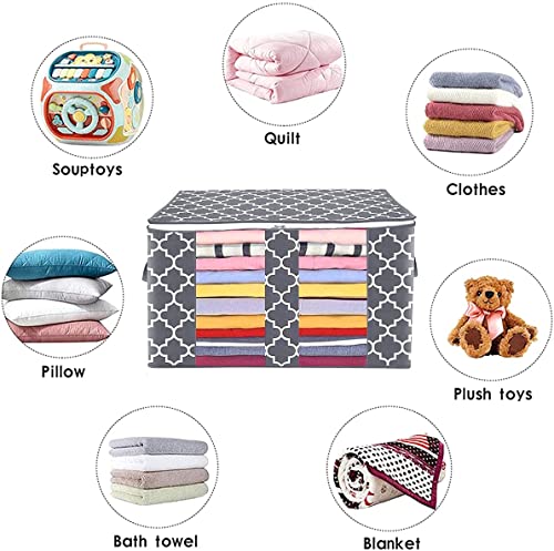 Large Capacity Clothes Storage Bag 100L/3Pack,Storage Bags for Clothes Blanket Storage Bags with Reinforced Handles for Comforters, Blankets,Sturdy Zippers, Clear Window,Grey