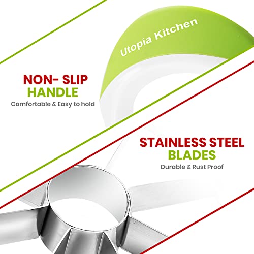 Utopia Kitchen - Apple Corer and Slicer- Fruit Cutter - Apple Divider - Wedger - Stainless Steel Slicer for Fruits - Vegetables- Ergonomic Handle- Easy Grip- 8 Sharp Blade & Slices (Green)