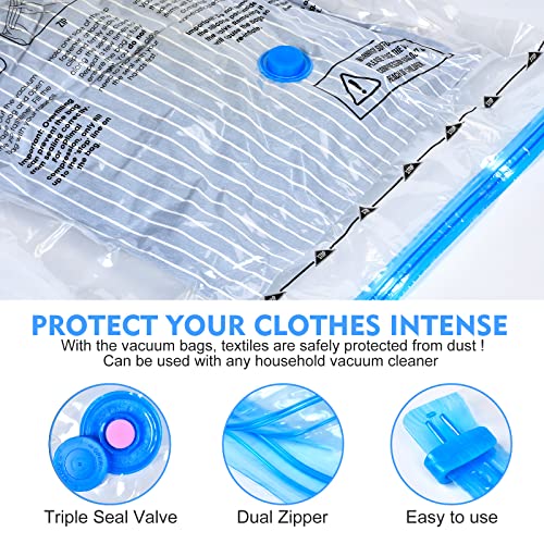 DBDSZYH Vacuum Compression Storage Bags with Hand Pump Reusable Vacuum Sealer Compression Space Saver Bag - 8-Pack (Jumbo)