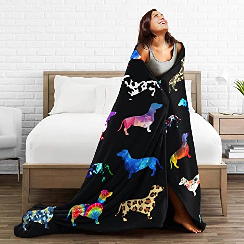 Dachshund Throw Blanket Bedding Super Soft Warm Flannel Blankets for Kids Adults Bedroom Living Room Sofa 50"x60"