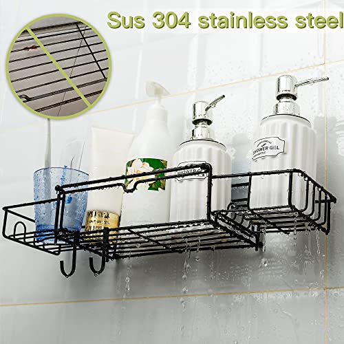 ETECHMART Shower Caddy Organizer, Expandable and Adhesive Bathroom Shower Shelf, SUS304 Rustproof Storage No Drilling Wall Shower Rack,1 Pack/Black