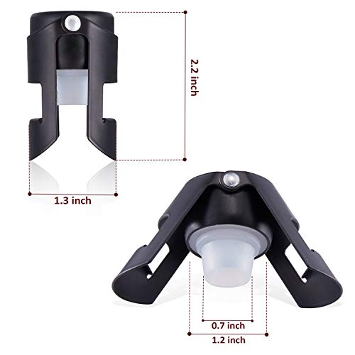 HYZ Champagne Bottle Stoppers 2-Pack Black, Stainless Steel Sparkling Wine Stopper with Pure Silicone Air Tight Seal - Professional Wine Saver for Champagne,Prosecco and Cava