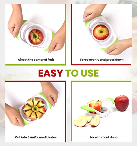 Utopia Kitchen - Apple Corer and Slicer- Fruit Cutter - Apple Divider - Wedger - Stainless Steel Slicer for Fruits - Vegetables- Ergonomic Handle- Easy Grip- 8 Sharp Blade & Slices (Green)