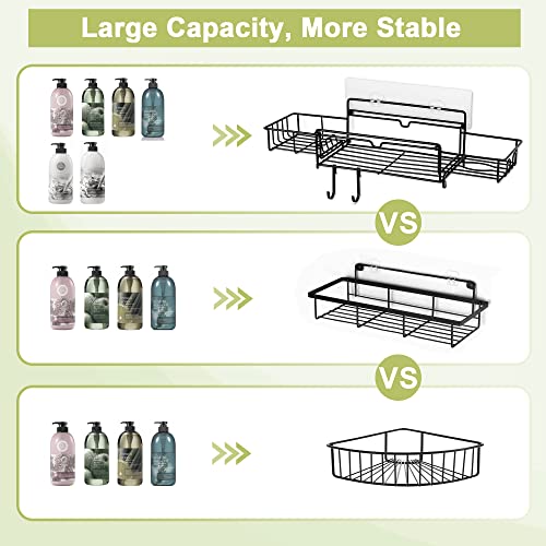 ETECHMART Shower Caddy Organizer, Expandable and Adhesive Bathroom Shower Shelf, SUS304 Rustproof Storage No Drilling Wall Shower Rack,1 Pack/Black