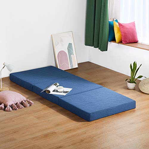 Sleeplace SVC04TM02O 4 inch Tri Folding Topper,Blue,Cot