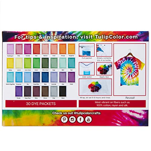 Tulip One-Step Tie-Dye Refills, Color Wheel, Permanent Fabric Dye, 30 Pack