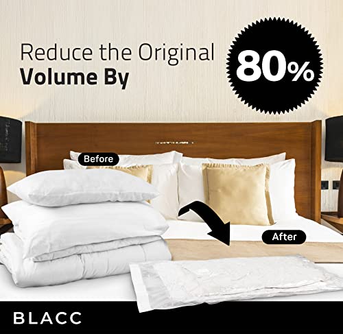 BLACC Vacuum Storage Bags, Compression Sealer for Clothes, Duvets, Blankets, Pillows, No-Loss Valve, 6 XLarge Bag, Premium Quality (SET PACK OF 6)
