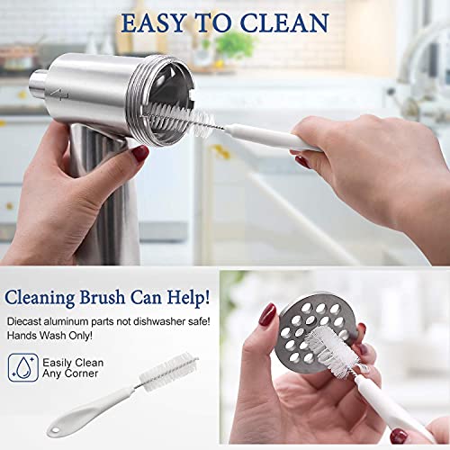 Metal Food Grinder Attachment for KitchenAid Stand Mixers, BQYPOWER Meat Grinder Attachment Included 2 Sausage Stuffer Tubes, 3 Grinding Blades, 3 Grinding Plates
