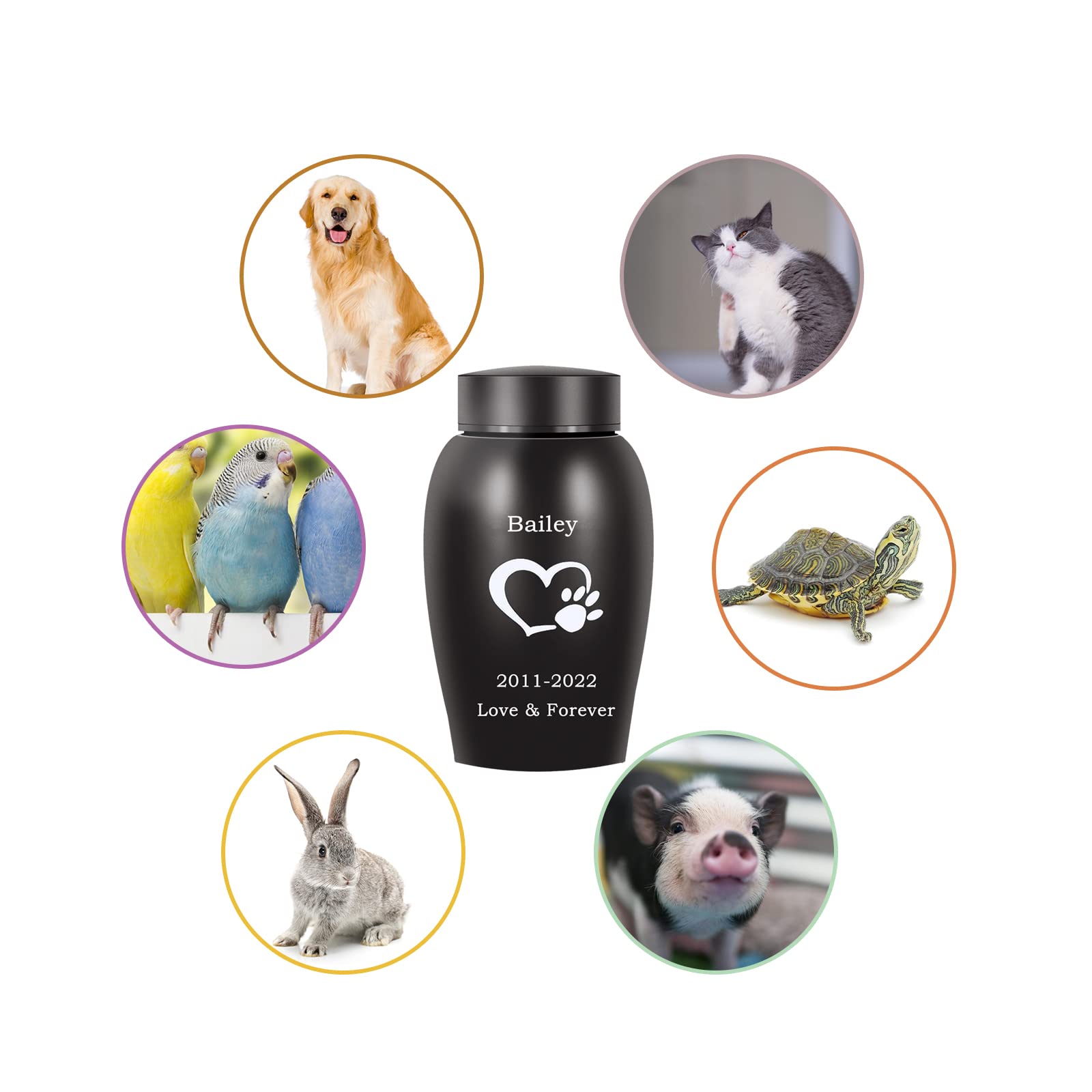 Yoinnt Personalized Pet Urns for Dogs and Cats, Customize Ashes Keepsake, Memorial Urns with Paw Print, Stainless Steel Cremation Loss Memorial Remembrance Gift