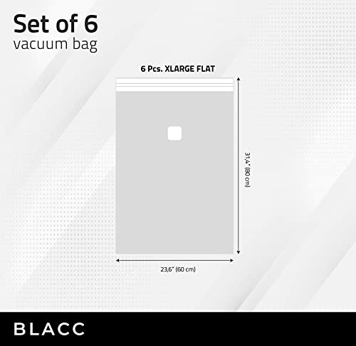 BLACC Vacuum Storage Bags, Compression Sealer for Clothes, Duvets, Blankets, Pillows, No-Loss Valve, 6 XLarge Bag, Premium Quality (SET PACK OF 6)