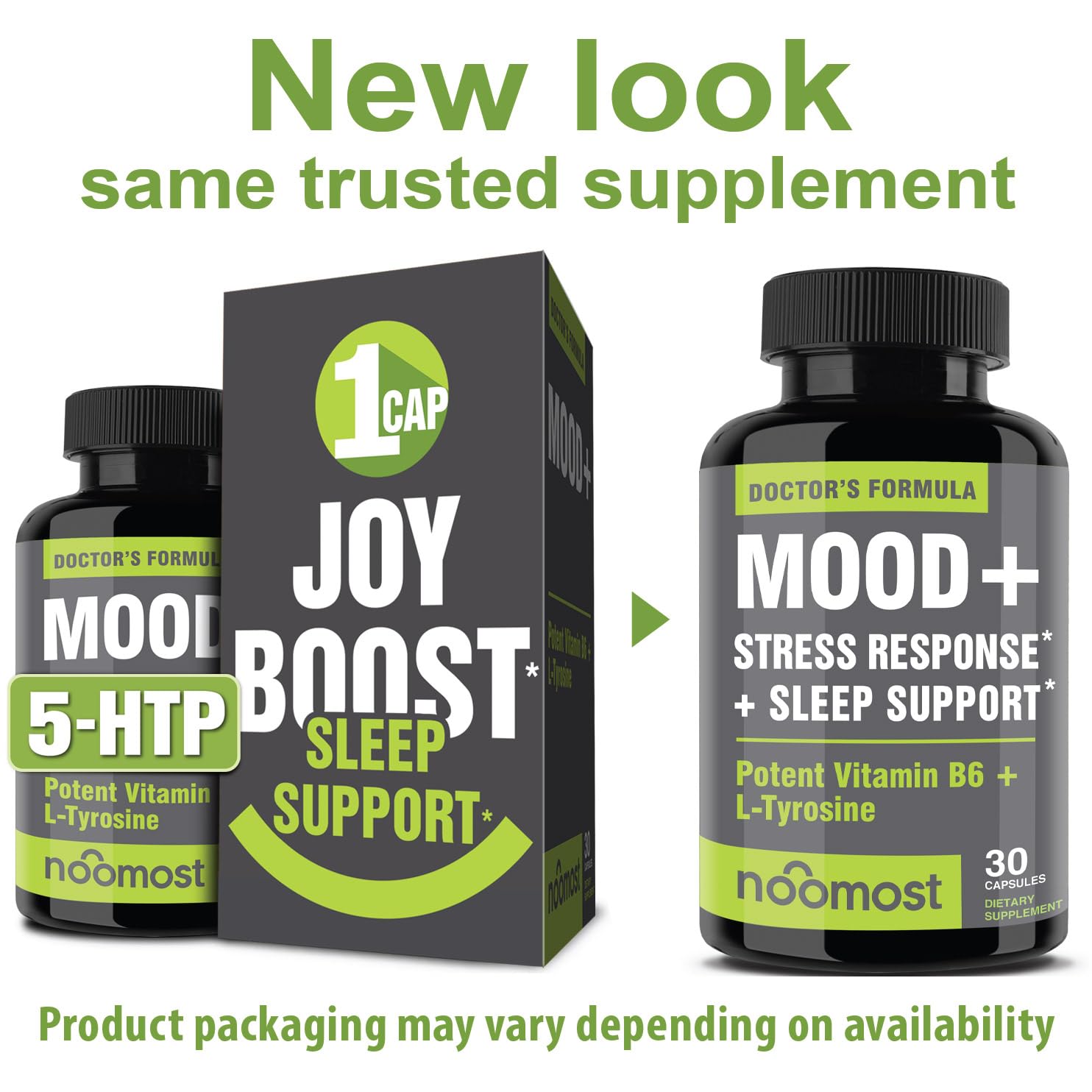 NooMost Mood Support Supplement for Mood Boost, Calm Mind & Body, Stress Response, Energy Supplement β Herbal Adaptogens: Ashwagandha, L Tyrosine, 5 HTP, Passion Flower, 30 Counts