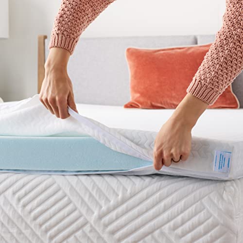 Linenspa Dorm Room Essentials 2 Inch Memory Foam Mattress Topper CoverāKeeps Topper Clean White & Waterproof Mattress Encasement - College Dorm Room Essentials - Waterproof Twin XL