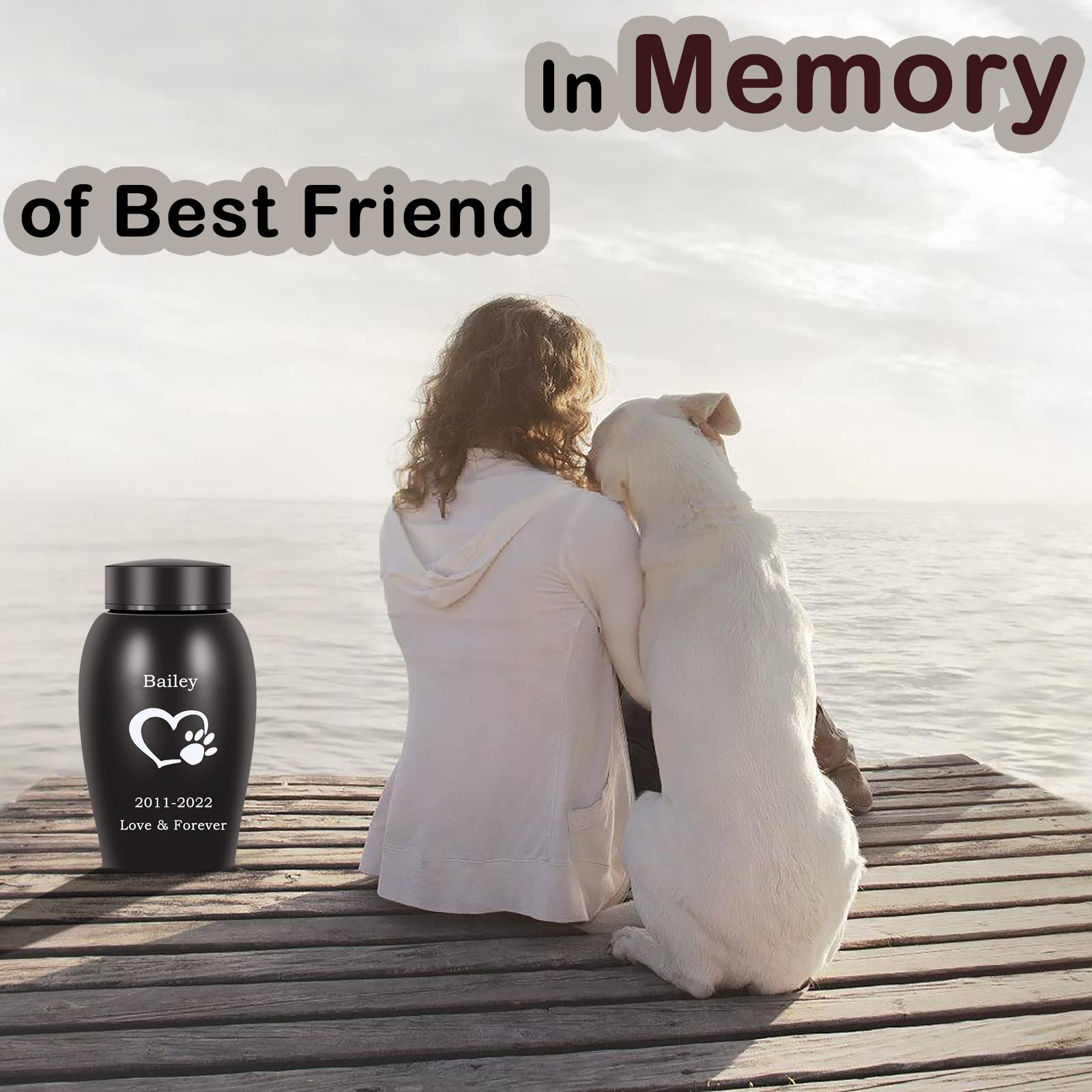 Yoinnt Personalized Pet Urns for Dogs and Cats, Customize Ashes Keepsake, Memorial Urns with Paw Print, Stainless Steel Cremation Loss Memorial Remembrance Gift