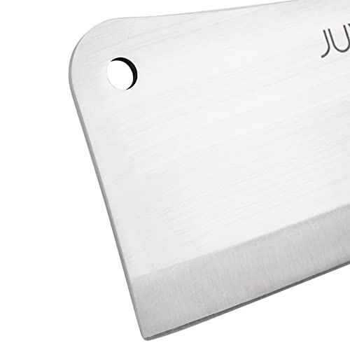 Juvale Stainless Steel Meat Cleaver Knife with Wooden Handle, Heavy Duty Bone Chopper for Butcher, Slicing Vegetables (8 In)