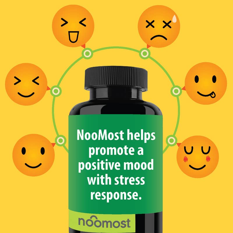 NooMost Mood Support Supplement for Mood Boost, Calm Mind & Body, Stress Response, Energy Supplement β Herbal Adaptogens: Ashwagandha, L Tyrosine, 5 HTP, Passion Flower, 30 Counts