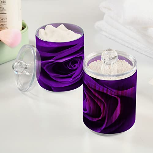 Blueangle 4PCS Purple Rose Qtip Holder Dispenser with Lids - Apothecary Jar Containers for Vanity Organizer Storage - Plastic Food Storage Canisters(993)
