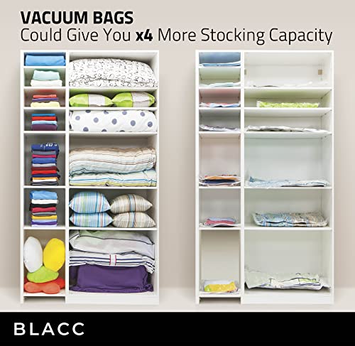 BLACC Vacuum Storage Bags, Compression Sealer for Clothes, Duvets, Blankets, Pillows, No-Loss Valve, 6 XLarge Bag, Premium Quality (SET PACK OF 6)