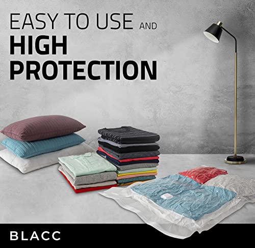 BLACC Vacuum Storage Bags, Compression Sealer for Clothes, Duvets, Blankets, Pillows, No-Loss Valve, 6 XLarge Bag, Premium Quality (SET PACK OF 6)