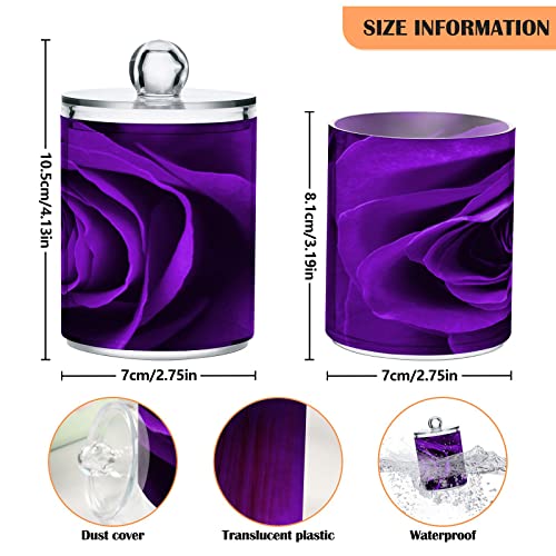 Blueangle 4PCS Purple Rose Qtip Holder Dispenser with Lids - Apothecary Jar Containers for Vanity Organizer Storage - Plastic Food Storage Canisters(993)
