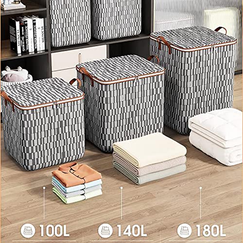 FUELEGO 2023 Storage Bag Box Large Capacity Portable Wardrobe Sorting Clothes Box with Reinforced Handle Zipper for Storing Clothes Pillow Blanket Quilt