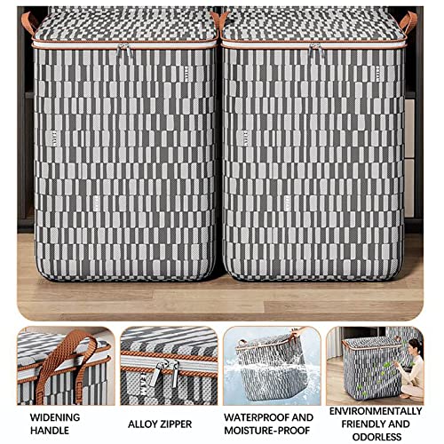 FUELEGO 2023 Storage Bag Box Large Capacity Portable Wardrobe Sorting Clothes Box with Reinforced Handle Zipper for Storing Clothes Pillow Blanket Quilt