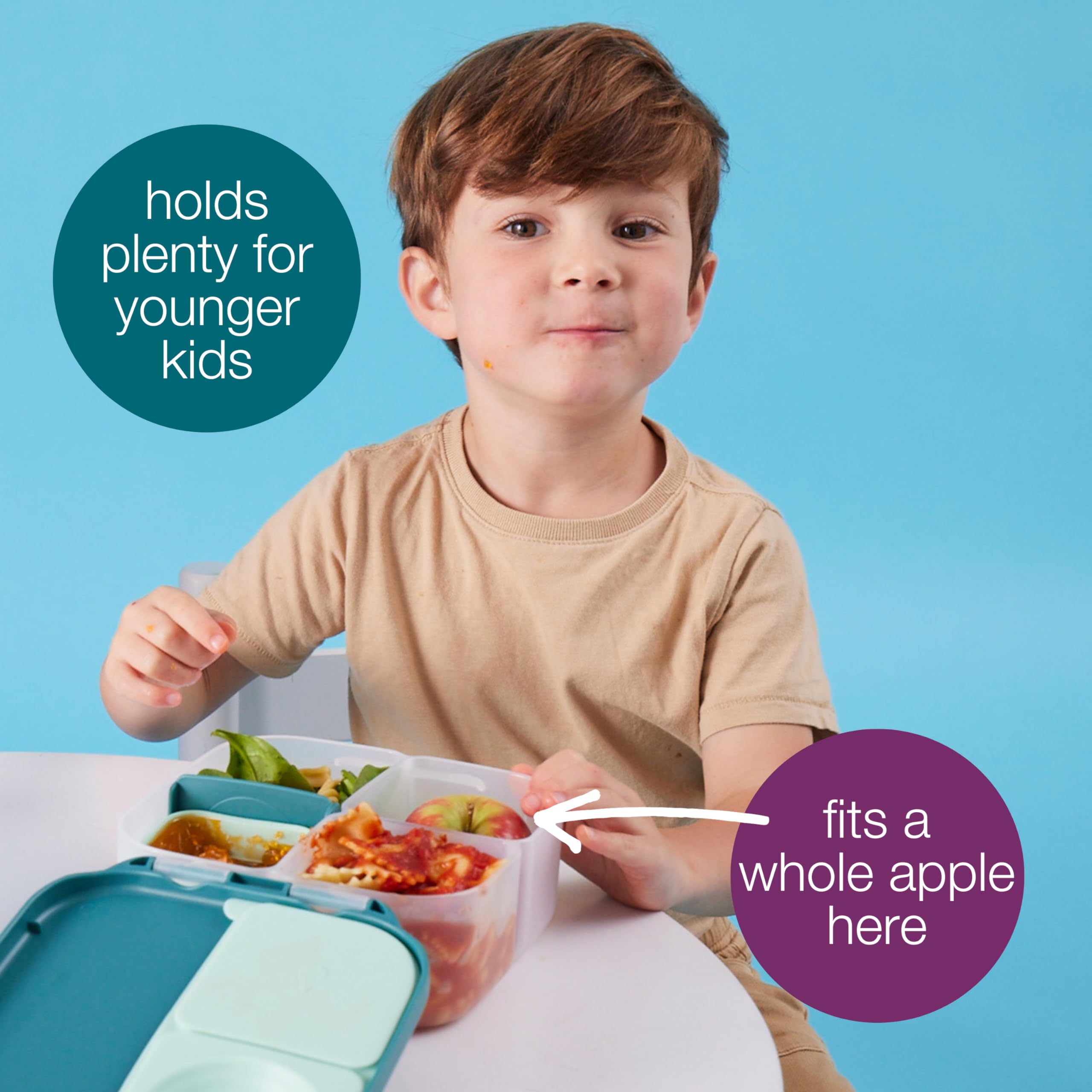 b.box Mini Lunch Box for Kids: Lunch Snack Container with 2 Leak Proof Compartments. Ages 3+ School Supplies, BPA Free (Lilac Pop, 4¼ cup capacity)