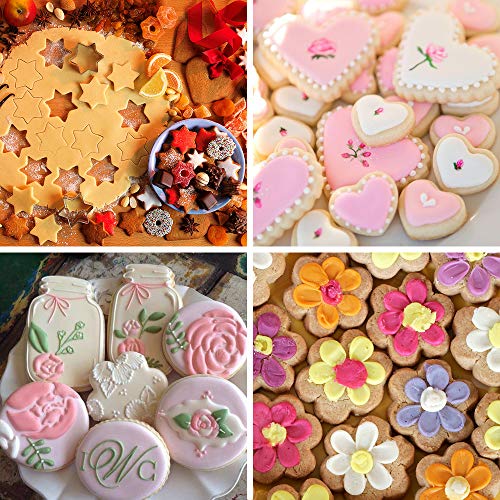 Cookie Cutters Biscuit Shapes Set, 12PCS Cookie Pastry Fruit Vegetables Stainless Steel Molds Cutters | Heart Star Circle Flower Shaped Mold Cookie Cutters For Halloween Christmas Valentine