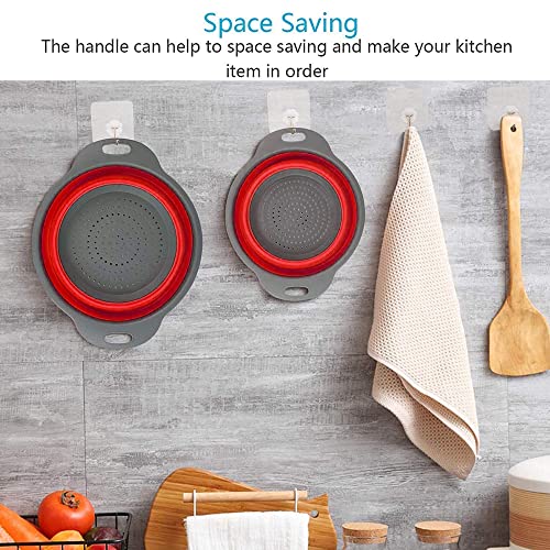 Collapsible Colander, 2 Pcs Silicone Kitchen Strainer Skimmer for Draining Pasta, Vegetable and Fruit