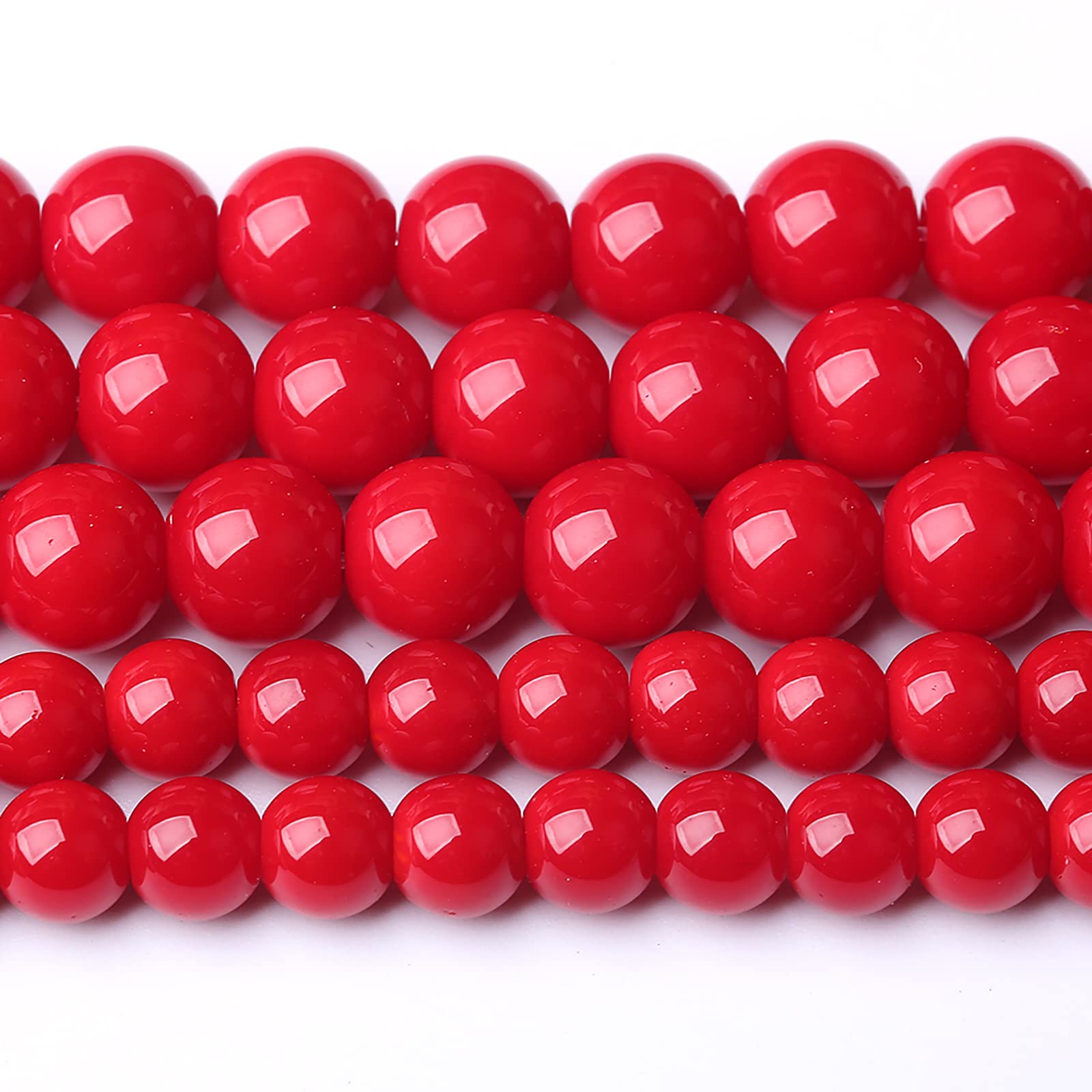 8MM 45pcs Red Glass Beads for Jewelry Making Round Loose Spacer Crystal Energy Healing Power Stone Beads DIY Bracelet Necklace Accessories (Red Glass, 8mm)