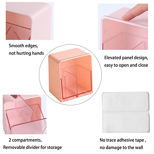Qtip Holder Canisters Bathroom Cosmetic Makeup Pads Cotton Swabs Storage Organizer Container with 2 Grids, Bathroom Dresser Counter-top Office Desktop Storage Dispenser, Pink