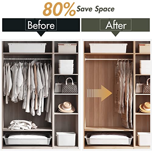 TAILI Hanging Vacuum Storage Space Saver Bags Set of 4 (2 Long, 2 Short),Vacuum Bag Clear Bags,Save More Space Closet Organizer