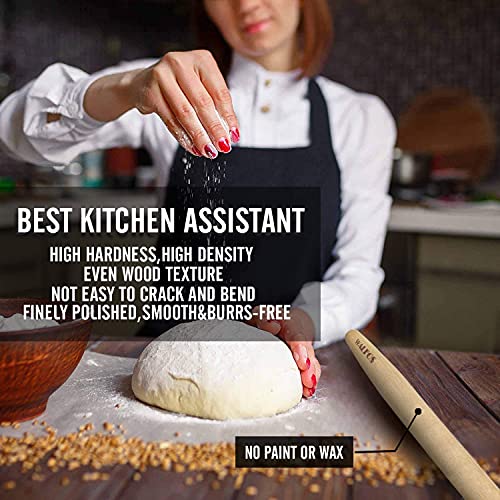 WALFOS French Rolling Pin Dough Roller for Baking Pizza Dough, Pie and Cookie Beech Wood Rolling Pin(15.7 Inch)