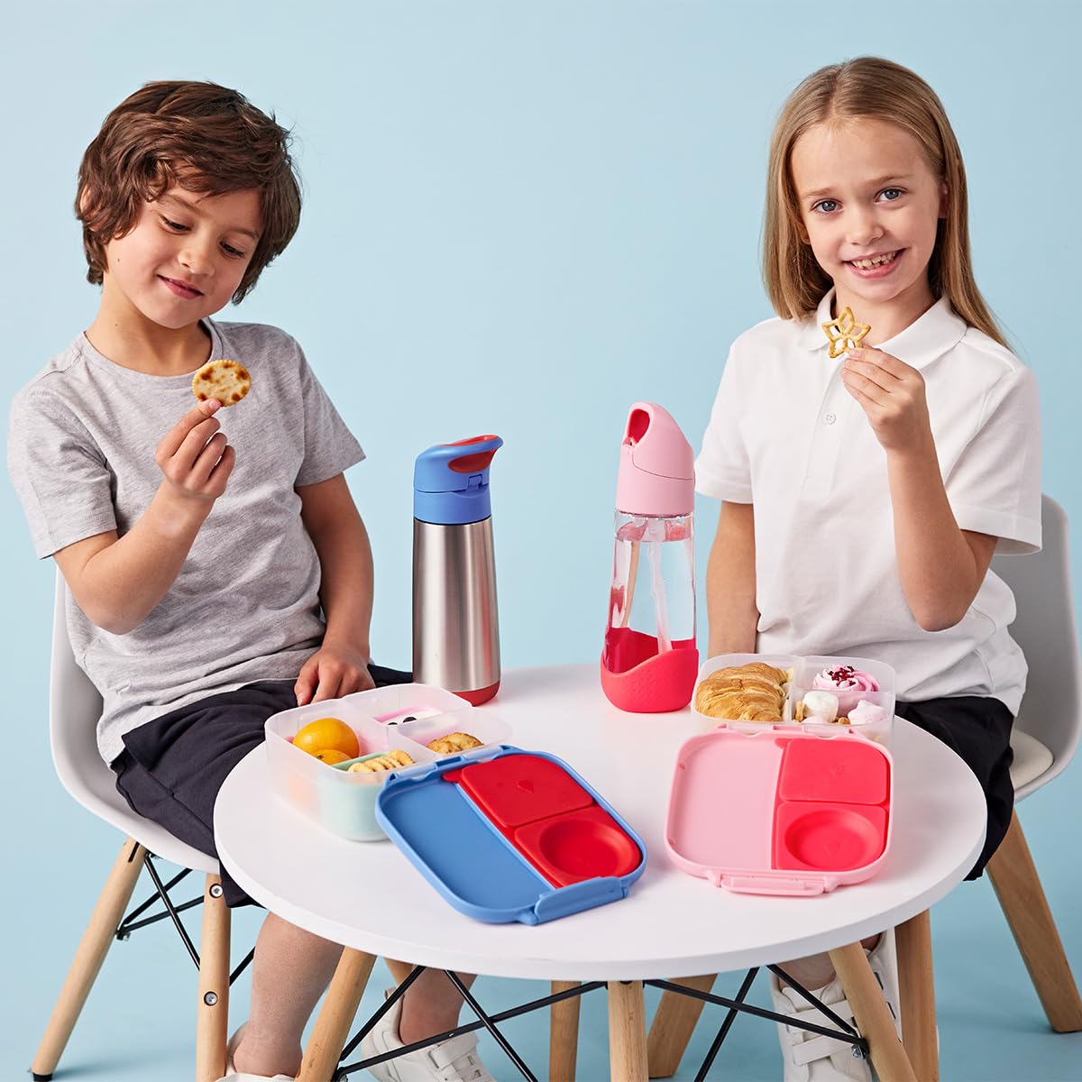 b.box Mini Lunch Box for Kids: Lunch Snack Container with 2 Leak Proof Compartments. Ages 3+ School Supplies, BPA Free (Lilac Pop, 4¼ cup capacity)