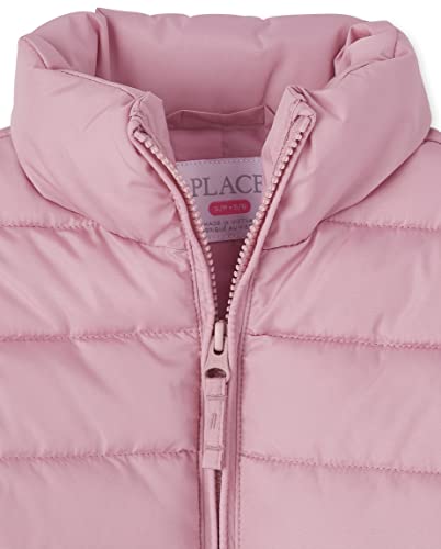 The Children's Place Girls' Medium Weight Puffer Jacket, Wind, Water-Resistant, Rose Quartz, Small (5/6)