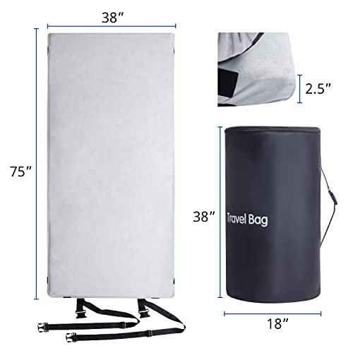 Memory Foam Camping Mattress Portable Travel Sleeping Pad Floor Guest Bed Tent Mattress Removable Waterproof Cover Travel Bag CertiPUR-US (Single (Small))