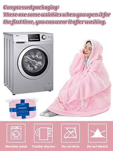 Wearable Blanket Hoodie for Women Men Oversized Giant Thick Cozy Fleece Sherpa Soft Warm Weighted Sweatshirt Hooded Cat