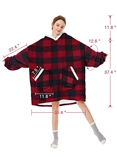 Wearable Blanket Hoodie for Women Men Oversized Giant Thick Cozy Fleece Sherpa Soft Warm Weighted Sweatshirt Hooded Cat