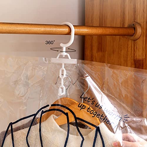 HAGUAN Hanging Vacuum Storage Bags, Reusable Space Saver Vacuum Storage Bags for Clothes, Hanging Storage Bags Vacuum Sealed for Home and Closet Organization (5PCS,L (67 * 110cm))