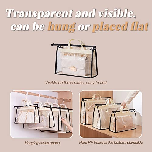 2 PCS Hanging Handbag Storage Organizer Purse Dustproof Storage Bag Transparent Non-woven Storage Bag with Zipper and Handle ( L)