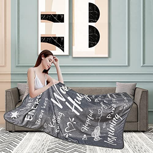Grey Plush Cozy Blanket Fleece Throw Blanket,Super Soft Fuzzy Flannel Throw Blanket for Couch Sofa Bed and Office Napping,Inspirational Blanket Gifts Warm Throw Blankets All Season 50"×60"