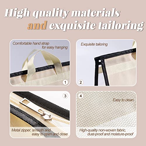 2 PCS Hanging Handbag Storage Organizer Purse Dustproof Storage Bag Transparent Non-woven Storage Bag with Zipper and Handle ( L)